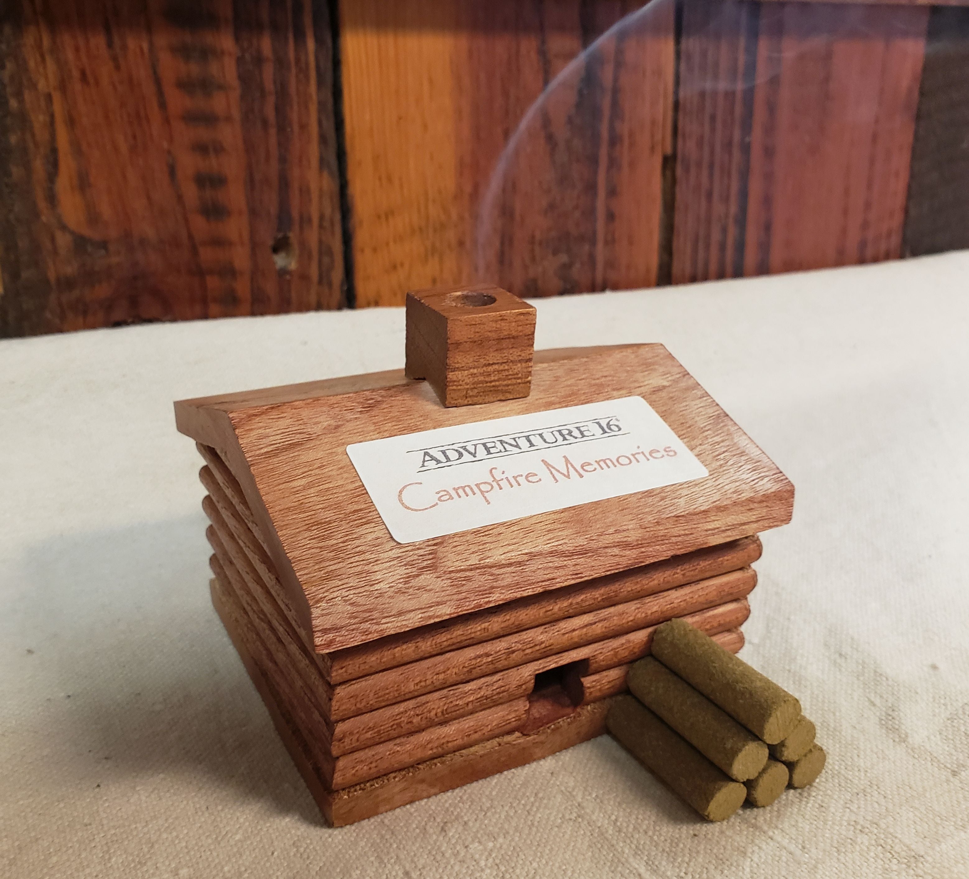 CAMPFIRE MEMORIES Log Cabin Incense Burner – Adventure 16